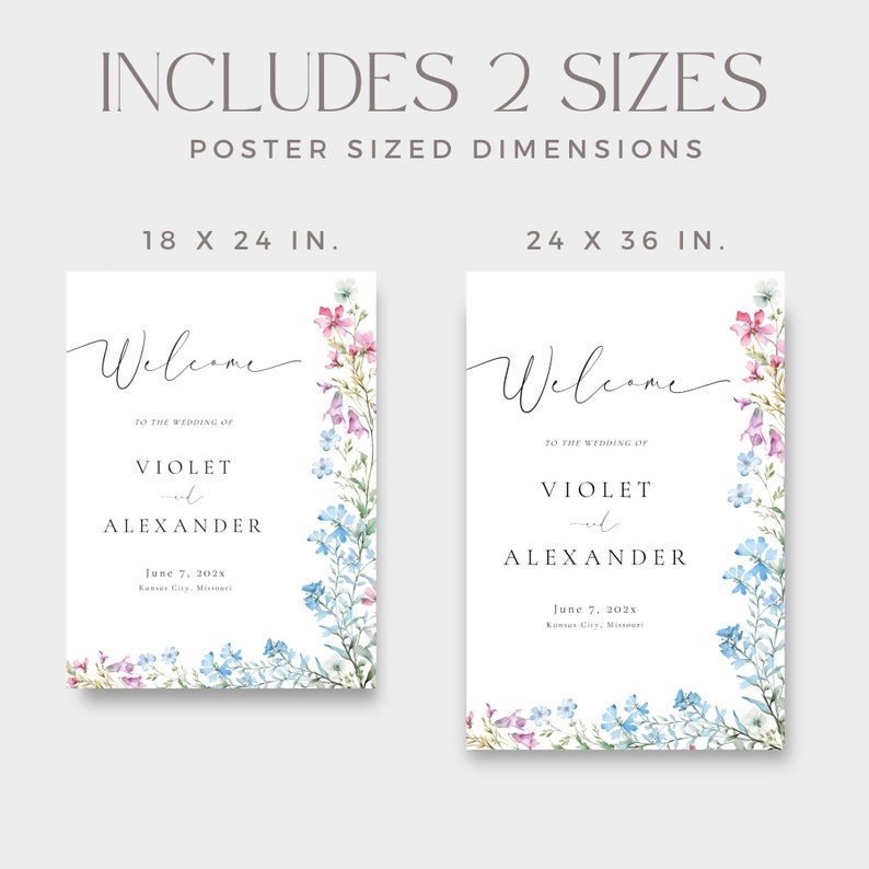 Floral Welcome Sign Template, Wildflower Wedding Sign, Wedding Welcome ...