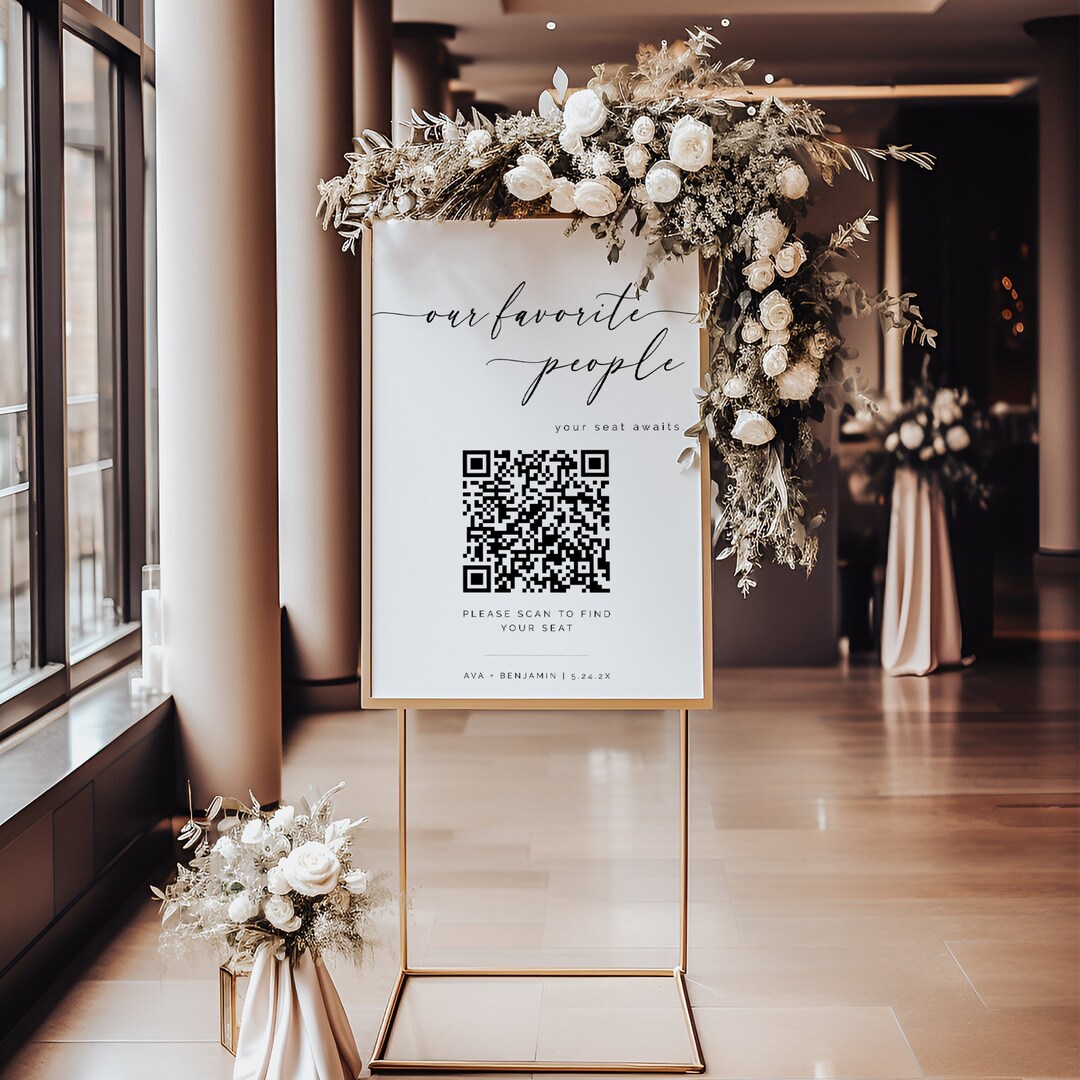 QR Code Wedding Seating Chart, Seating Chart QR Code, Reception Seating ...