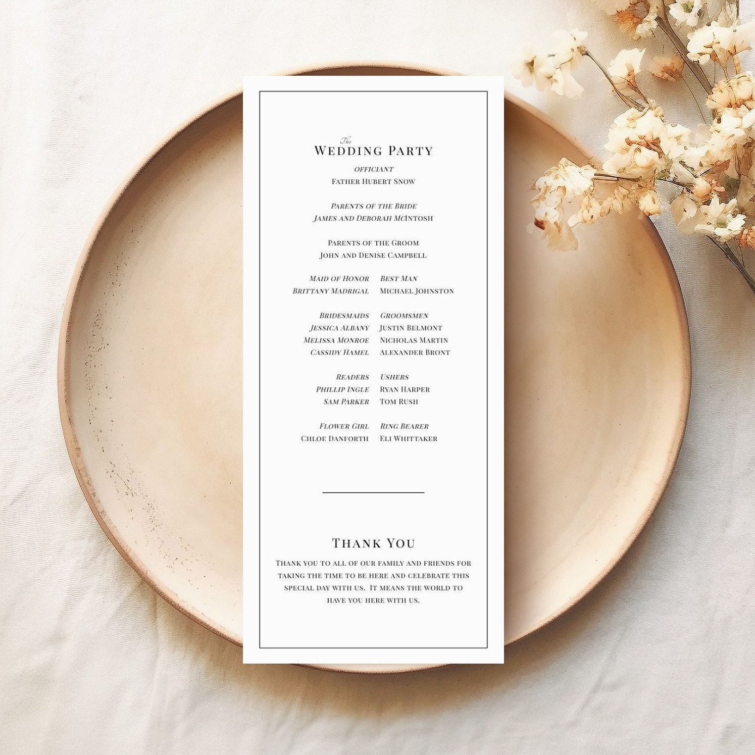 Wedding Ceremony Program One Page, Program Template, Printable Program ...
