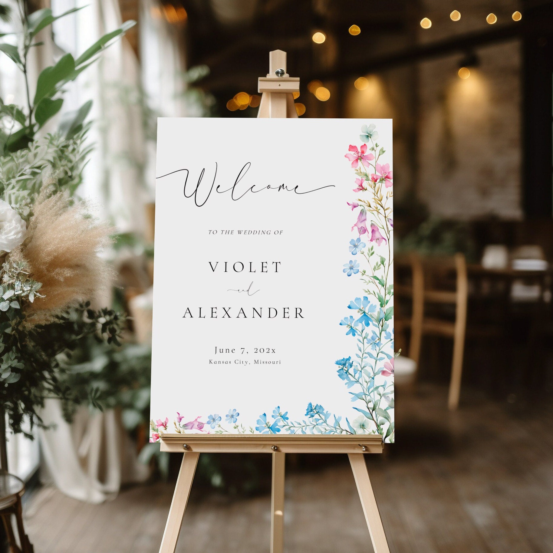 Floral Welcome Sign Template, Wildflower Wedding Sign, Wedding Welcome ...