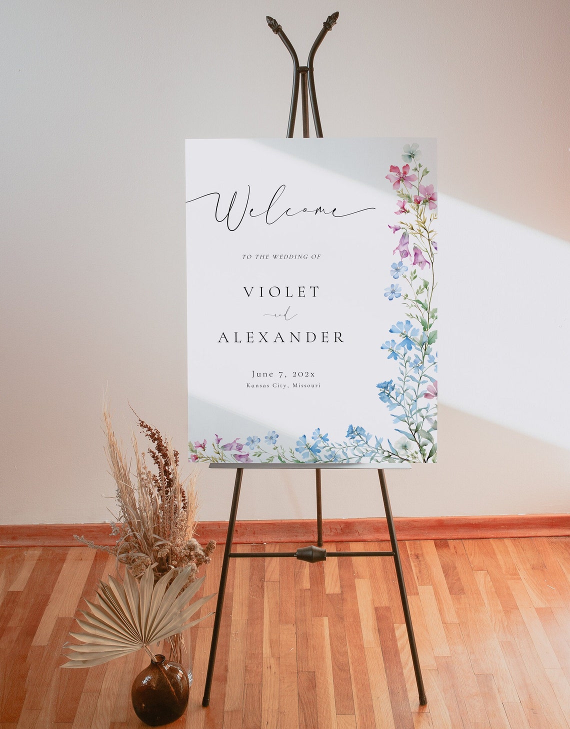 Floral Welcome Sign Template, Wildflower Wedding Sign, Wedding Welcome ...