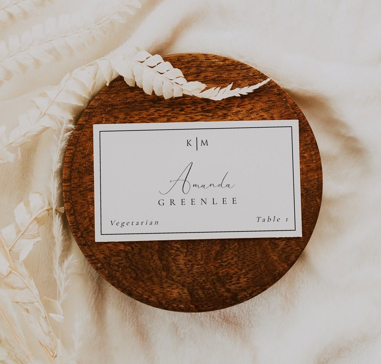 Place Card With Meal Option, Meal Choice Place Cards Wedding, Modern ...