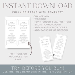 Traditional Wedding Program, Minimal Ceremony Order of Service, Modern ...