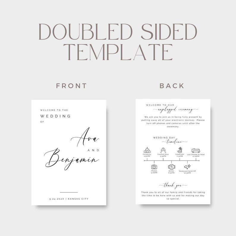 Wedding Program Infographic Fan, Unplugged Ceremony Program, Fans for ...