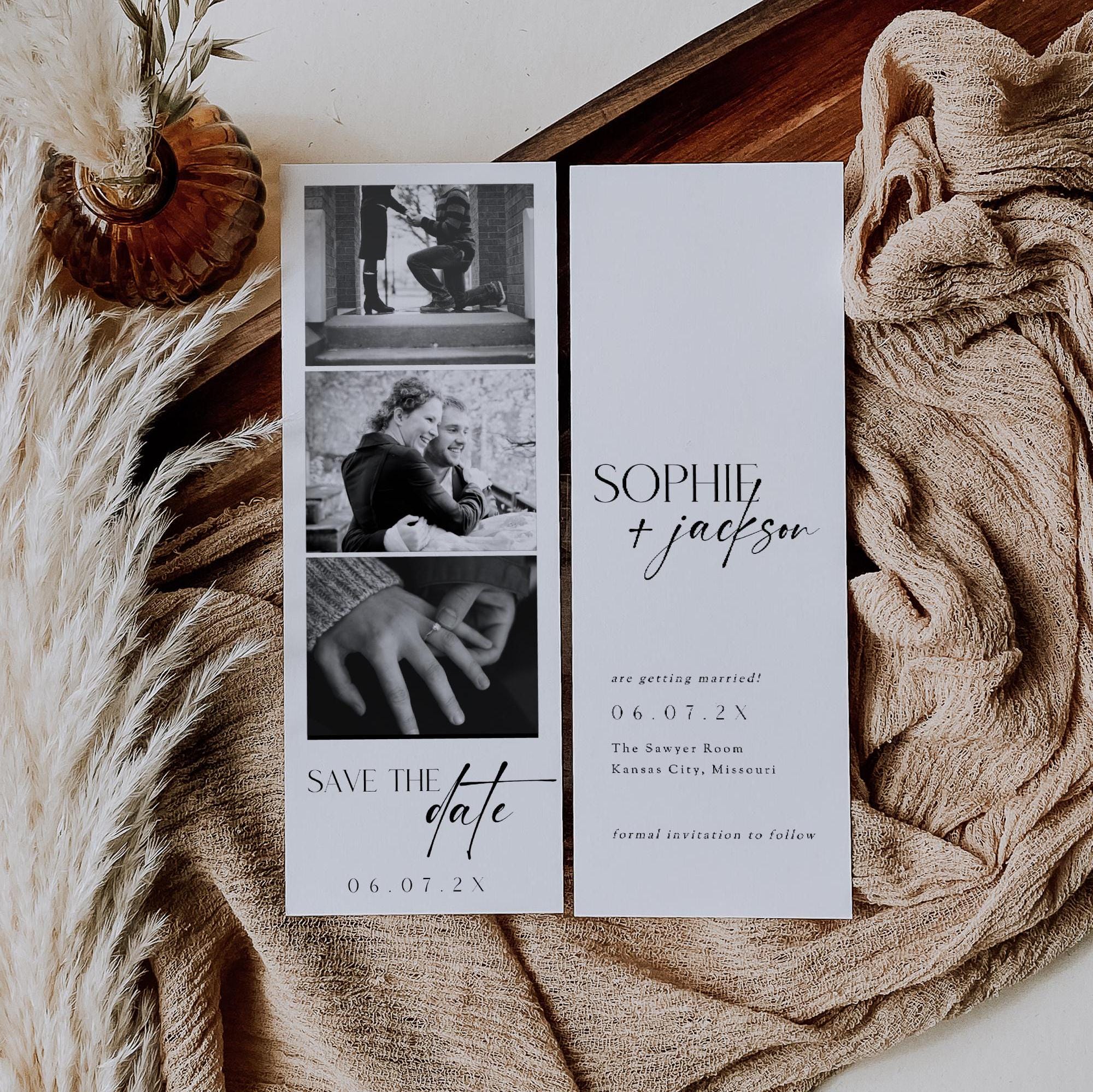 Save the Date Template Photo Strip, Save the Date Card Multiple Photos ...