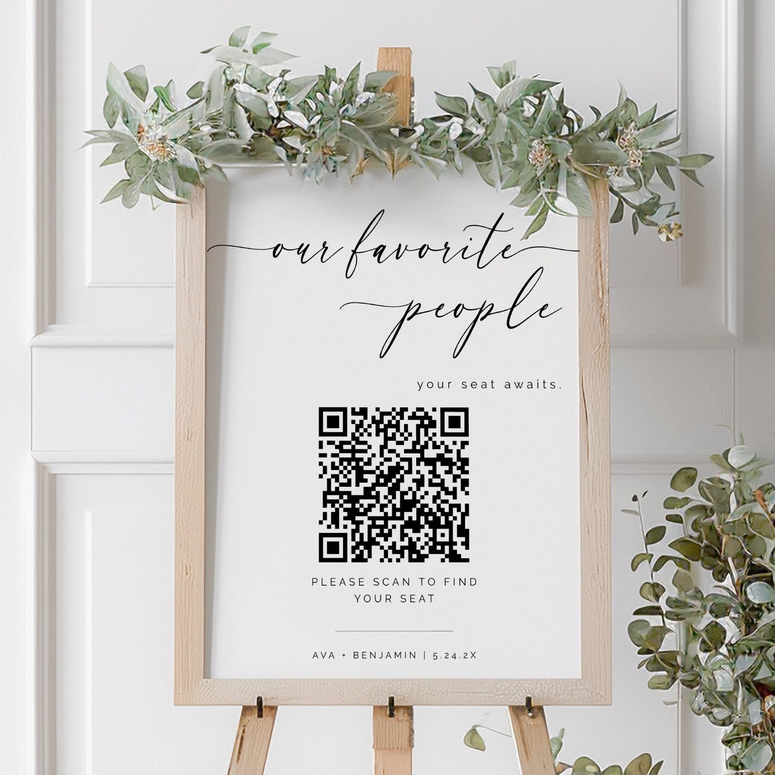 QR Code Wedding Seating Chart, Seating Chart QR Code, Reception Seating ...