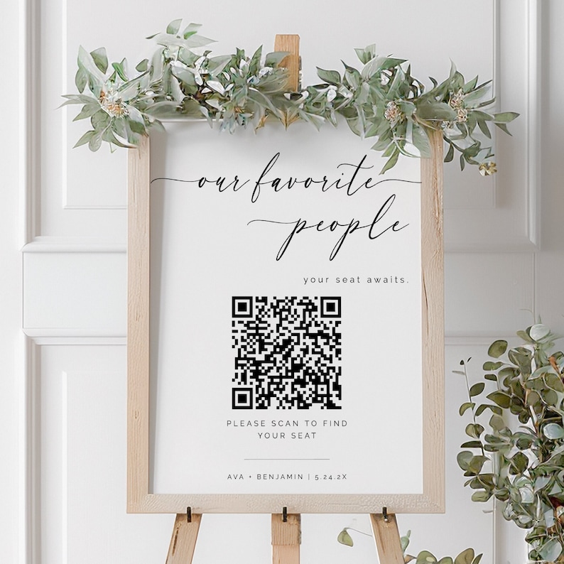 QR Code Wedding Seating Chart, Seating Chart QR Code, Reception Seating ...