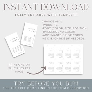 A Note on Gifts Card Template, Custom Invitation Enclosure Card ...