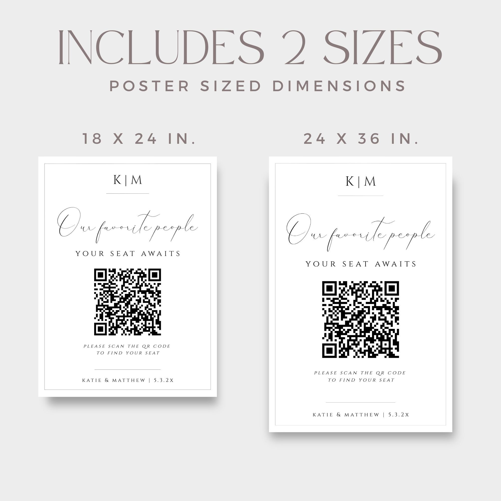 Digital Seating Chart With QR Code, Our Favorite People, Wedding ...