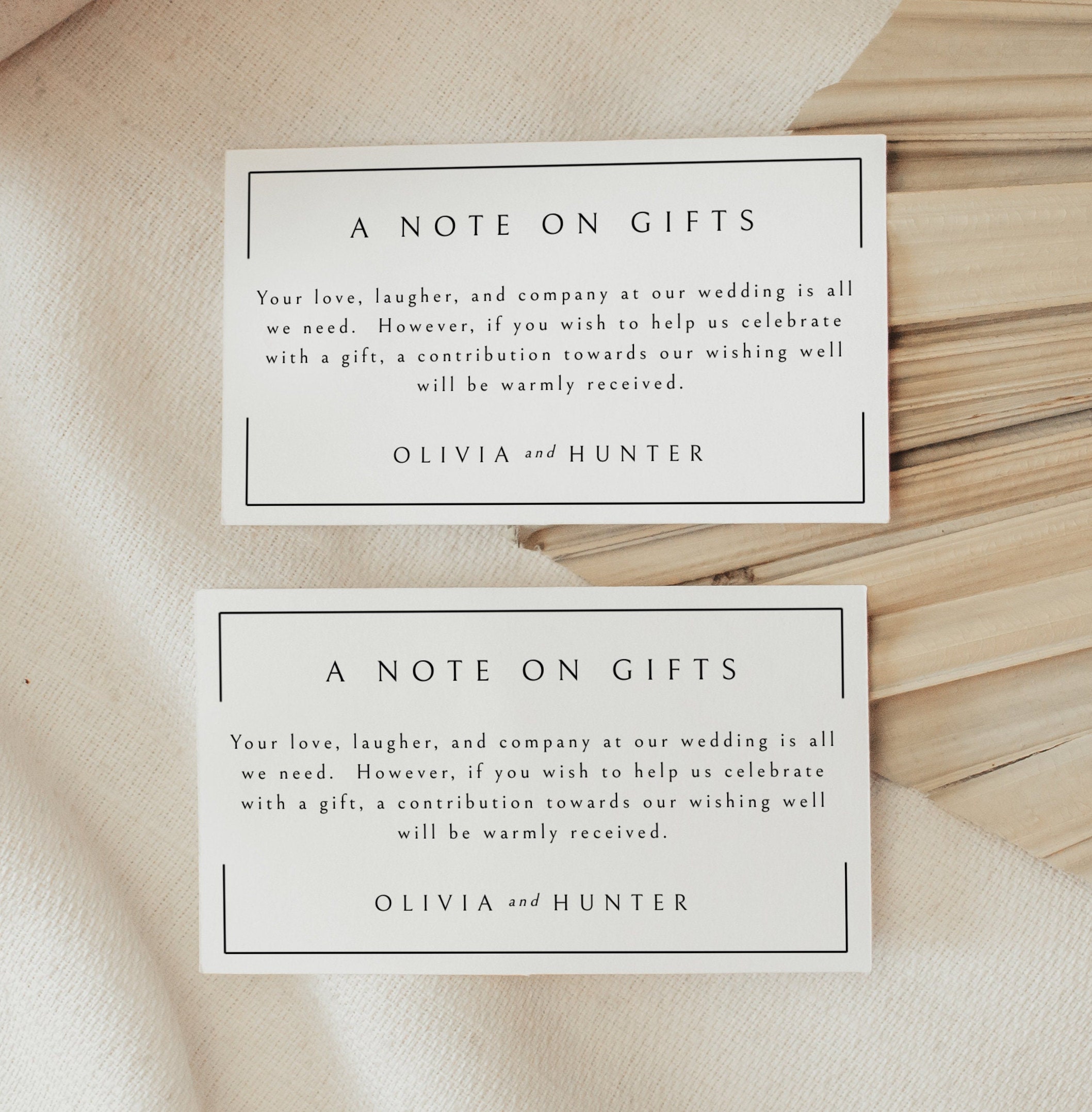 Note on Gifts Wedding Invitation Enclosure Card Template, Honeymoon ...