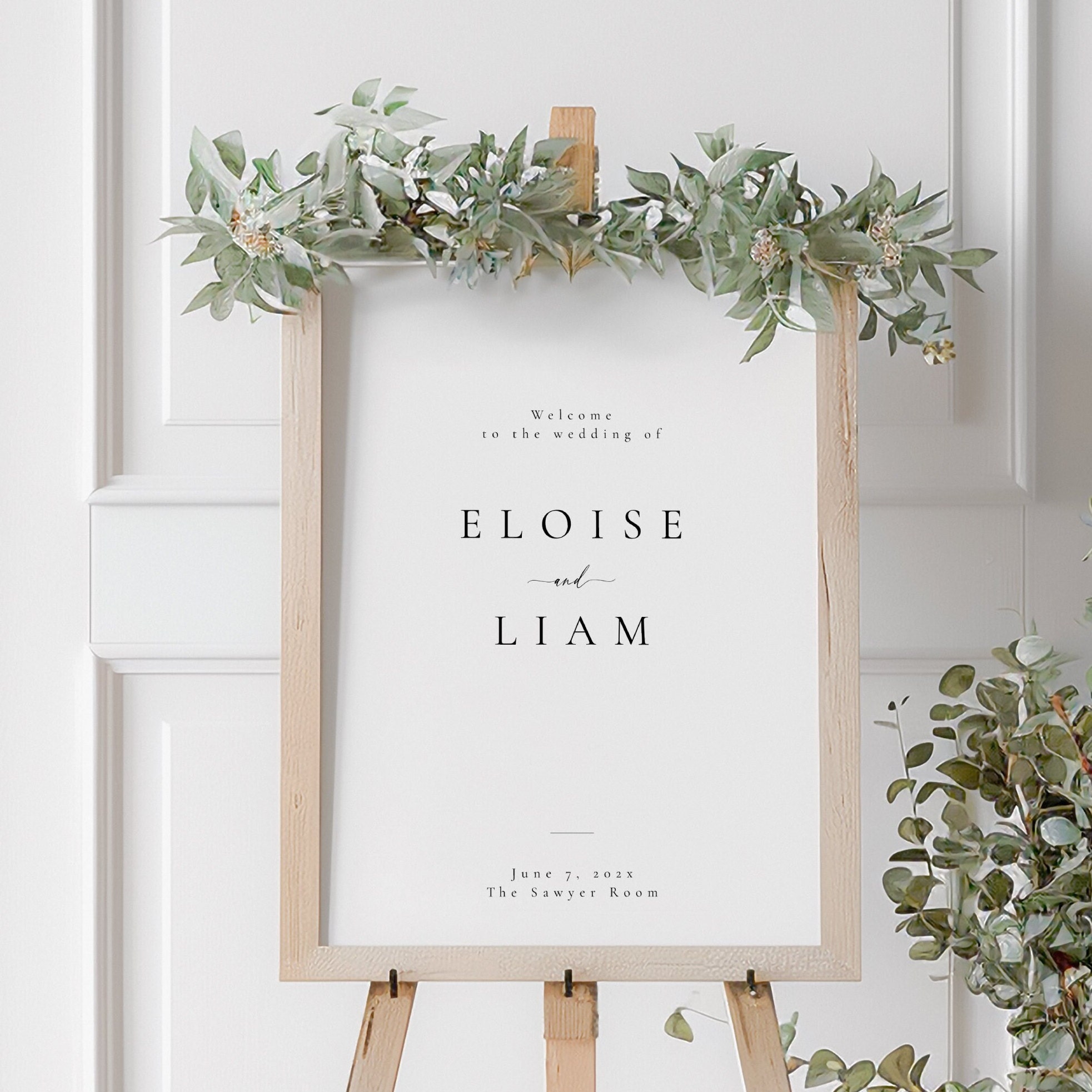 Elegant Minimalist Wedding Welcome Sign, Simple Welcome Sign Template ...