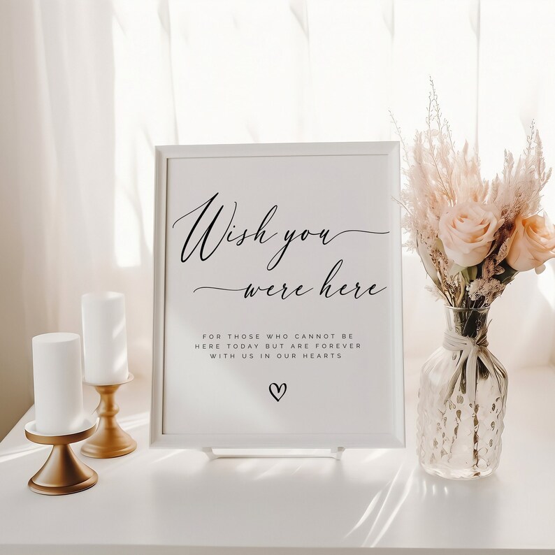 Wish You Were Here Wedding Sign, in Loving Memory, Modern Wedding Sign ...