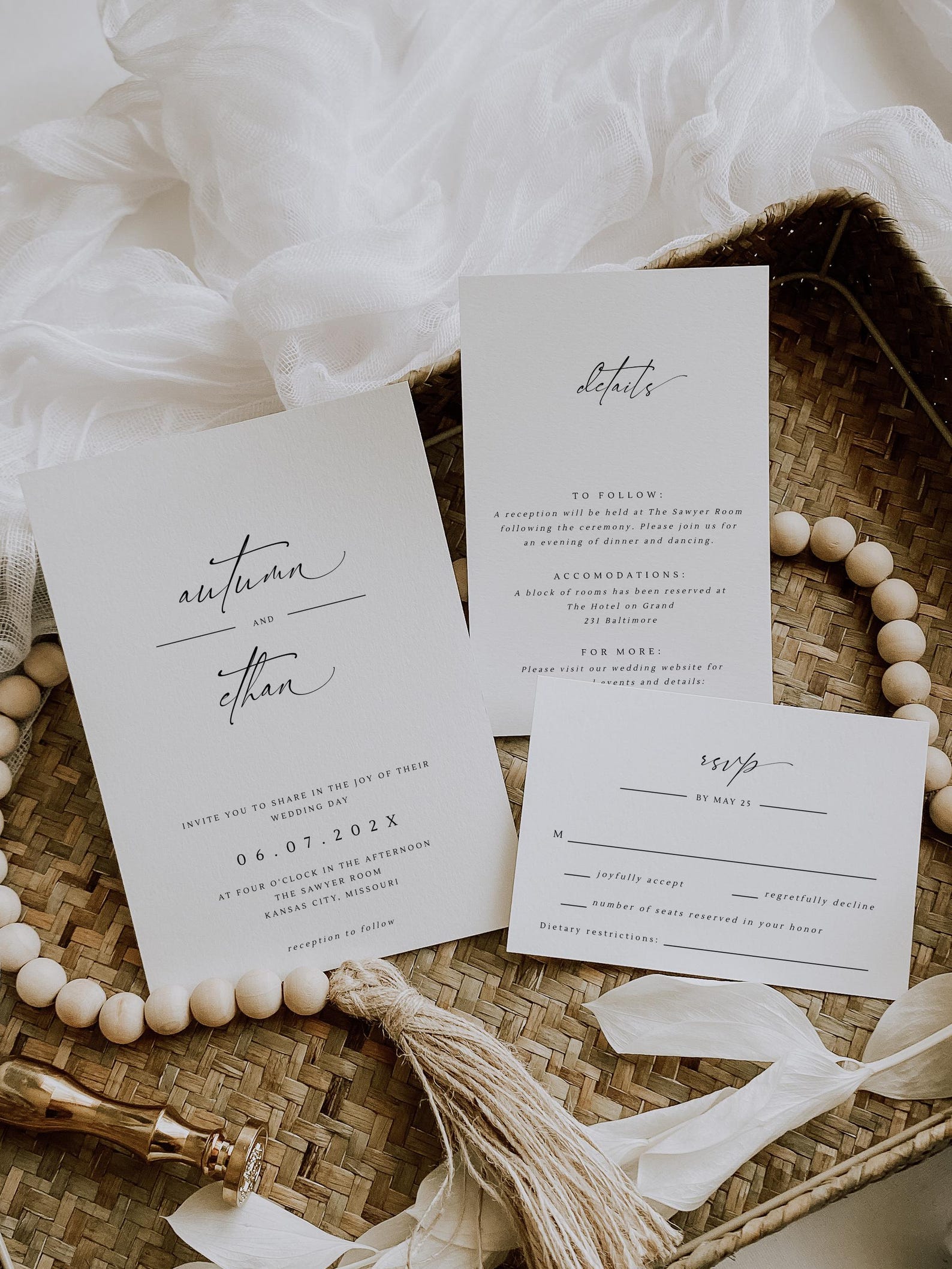 Modern Wedding Invitation Suite With QR Code, Formal Wedding Invite Set ...