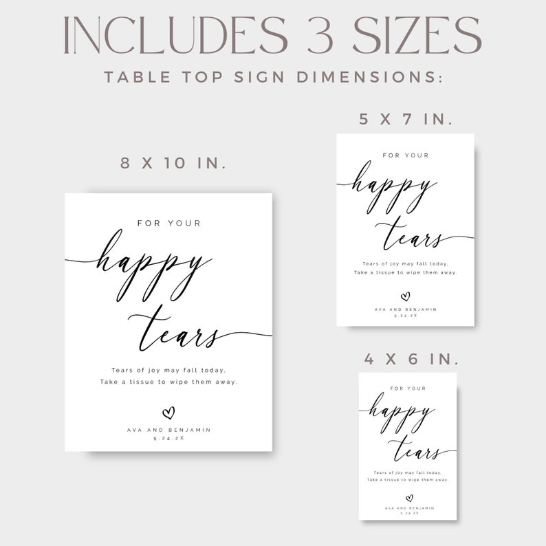 Happy Tears Template, Take A Tissue Wedding Sign, Wedding Tissues ...