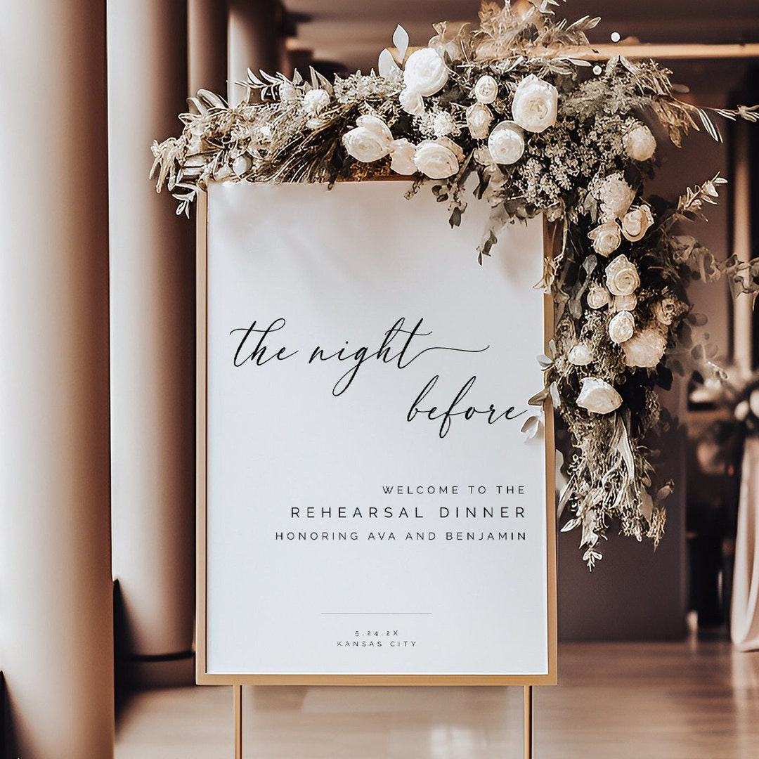 Rehearsal Dinner Entrance Sign, Night Before Wedding Sign Template ...