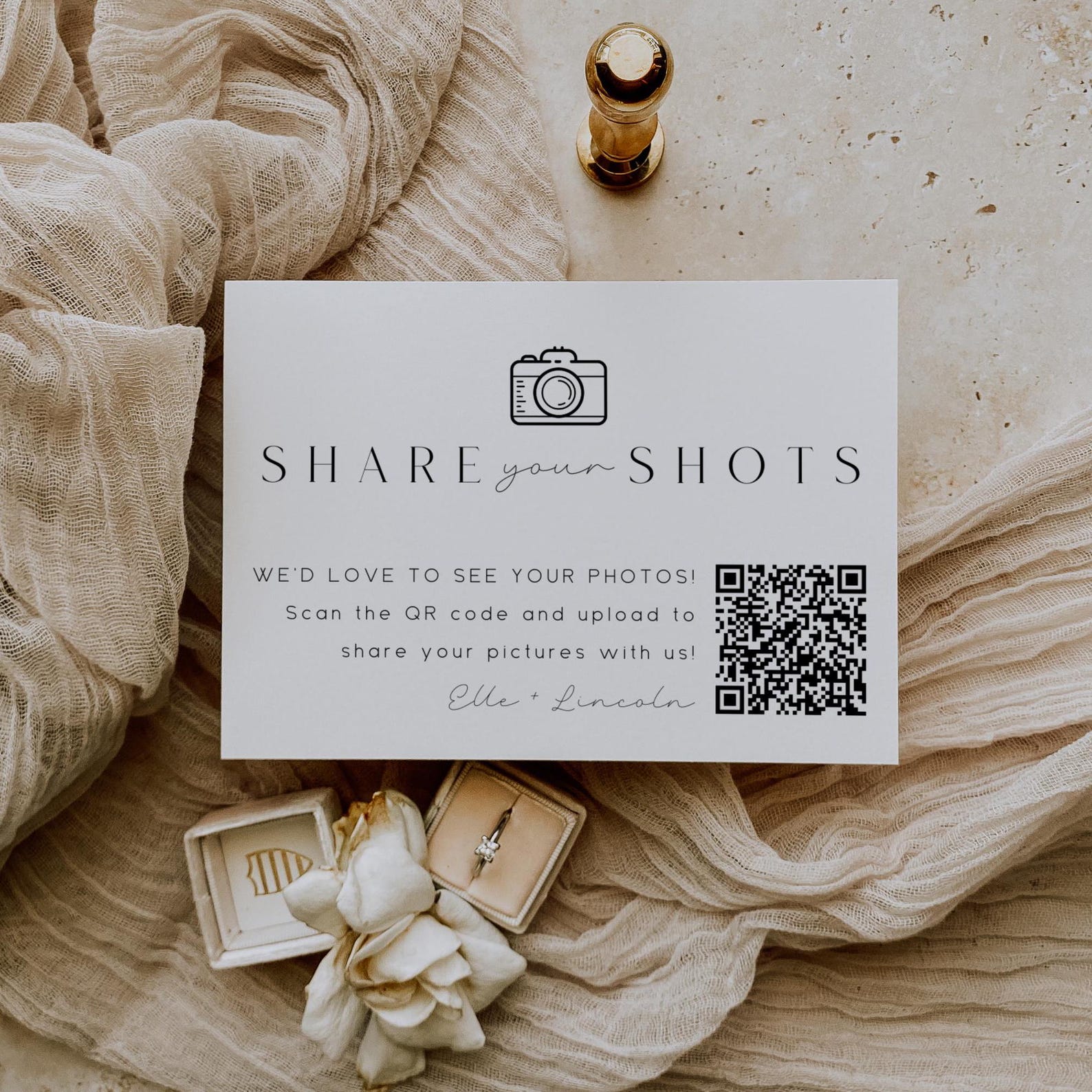 QR Code Photo Album Card, Shared Wedding Album, Share Your Shots ...