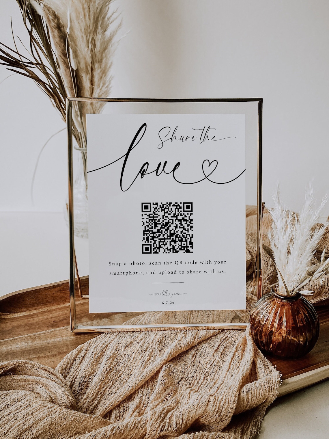 Share the Love QR Code Sign Template, QR Code Wedding Photo Album ...