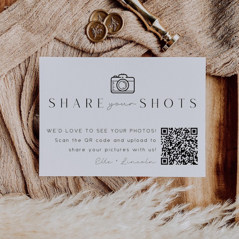 QR Code Photo Album Card, Shared Wedding Album, Share Your Shots ...