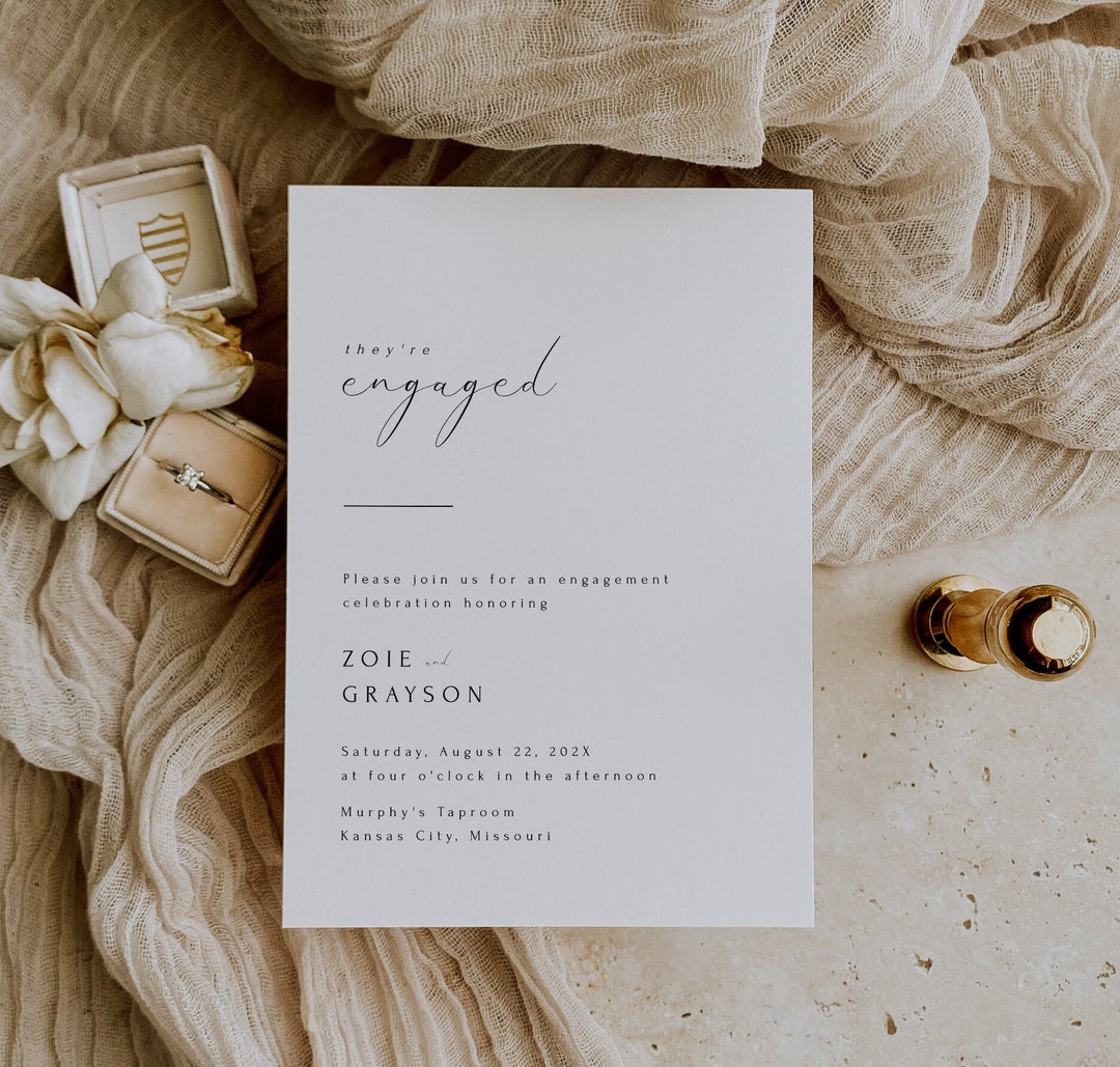 Engagement Announcement Template, We're Engaged Card, Just Engaged ...