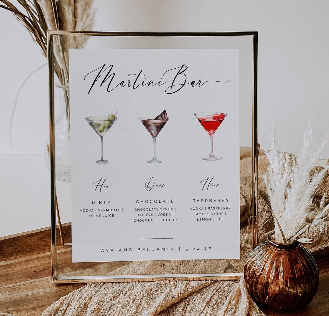 Martini Bar Menu, Minimalist Drink Menu, Digital Bar Menu Template ...