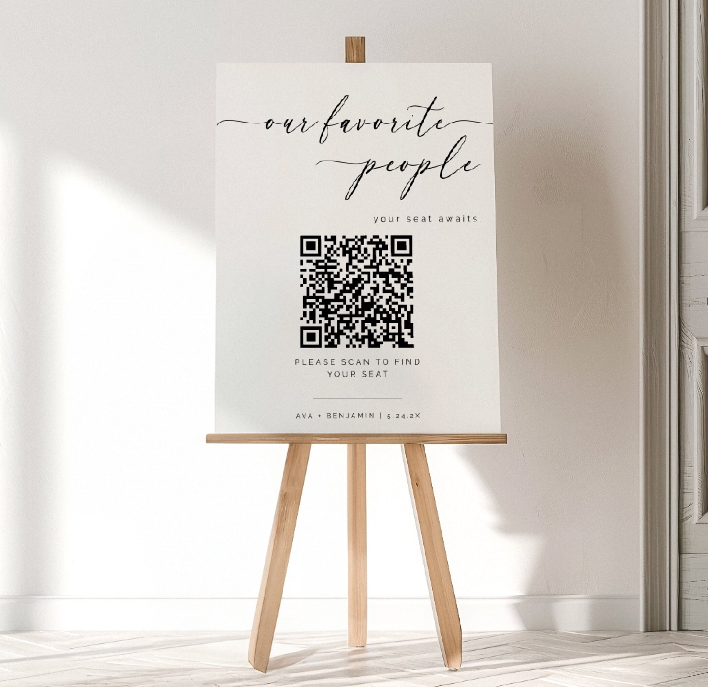 QR Code Wedding Seating Chart, Seating Chart QR Code, Reception Seating ...