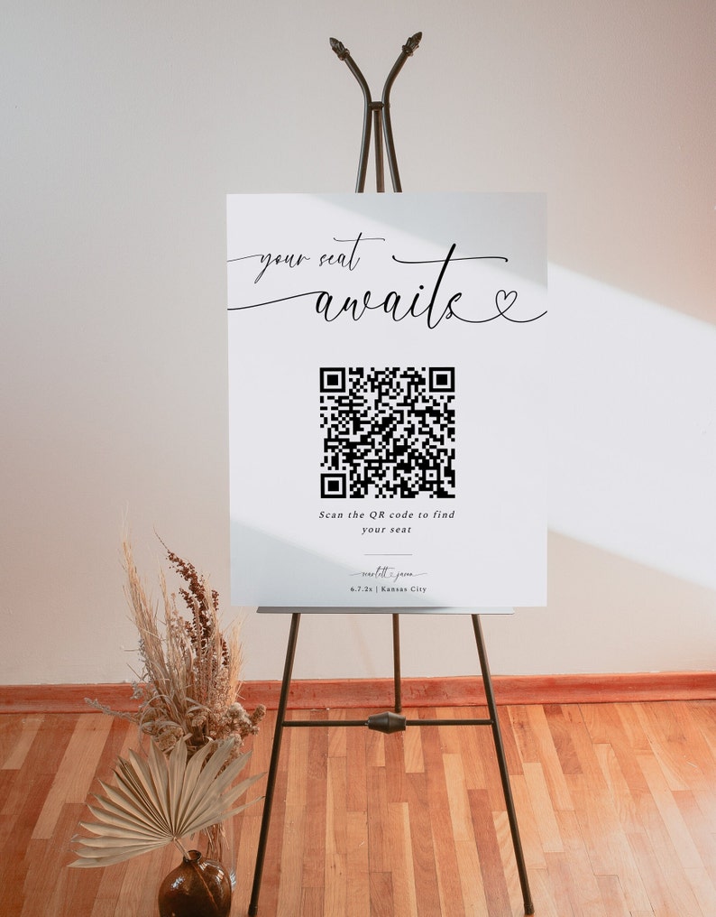 QR Code Wedding Seating Chart, Your Seat Awaits Seating Plan Template ...
