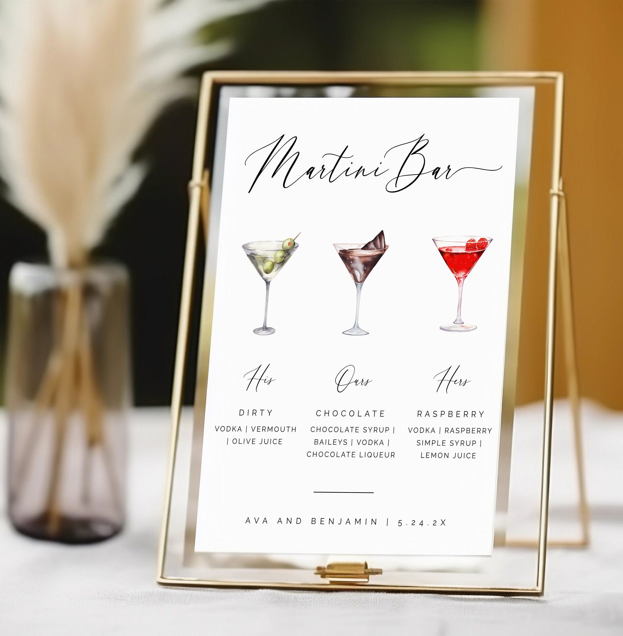 Martini Bar Menu, Minimalist Drink Menu, Digital Bar Menu Template ...