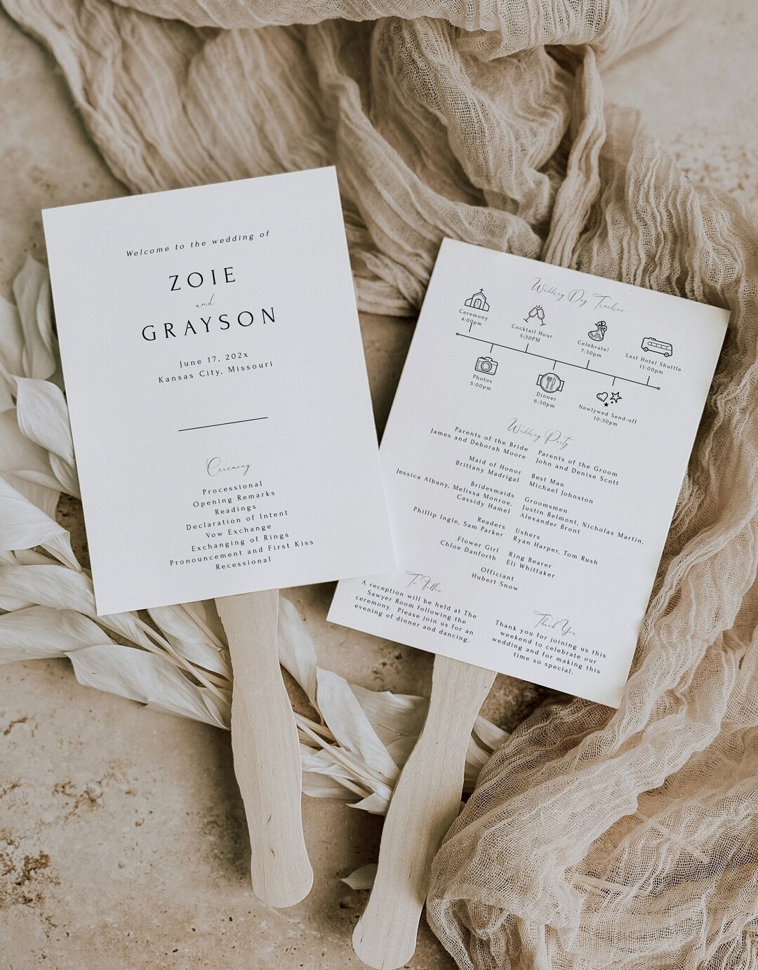 Wedding Program Infographic Fan, Program Fans for Guests, Printable ...