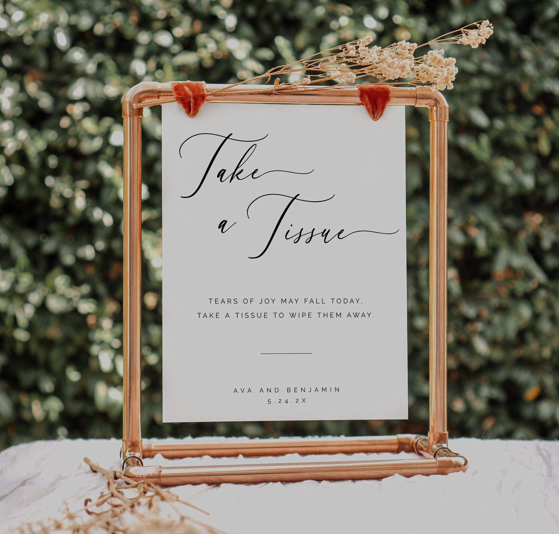 Wedding Tissues Minimalist, Happy Tears Sign Template, Bridal Shower ...