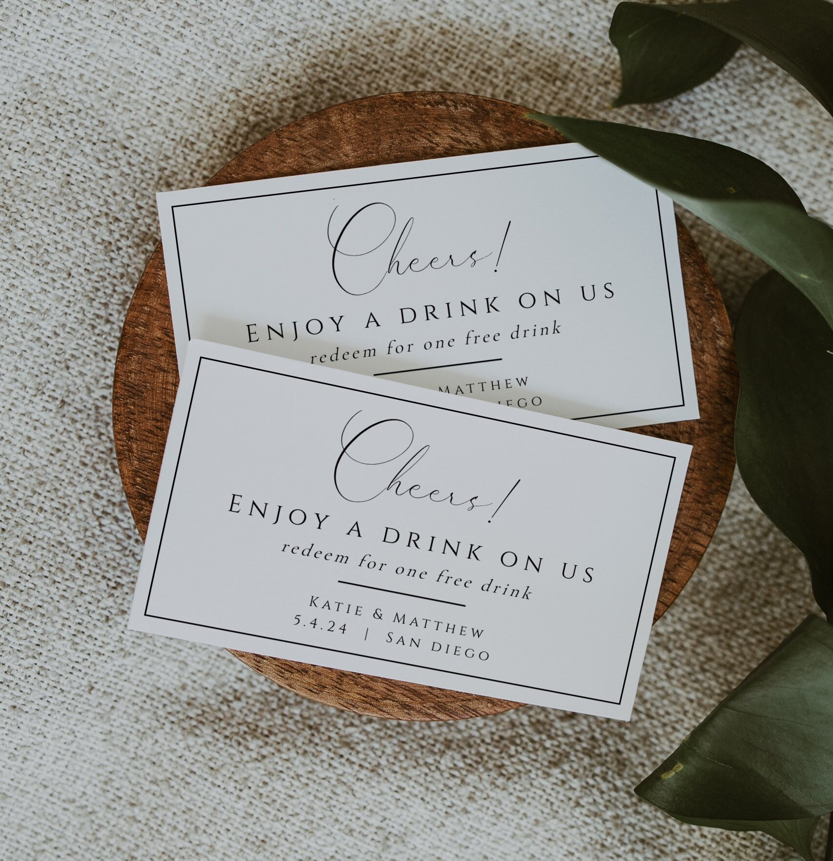 Minimal Wedding Drink Voucher, Wedding Drink Tickets Template, This One ...