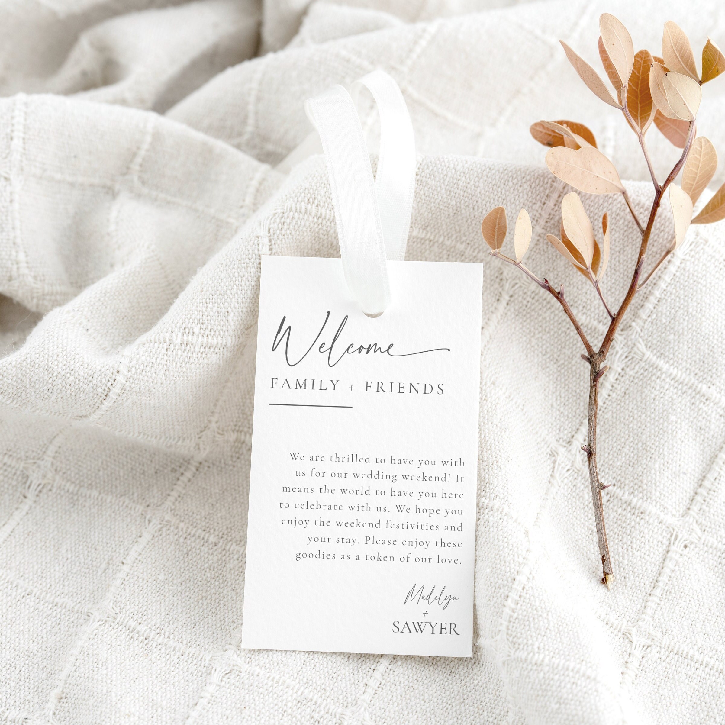 Welcome Bag Tags Modern, Welcome Letter and Timeline Card, Destination ...