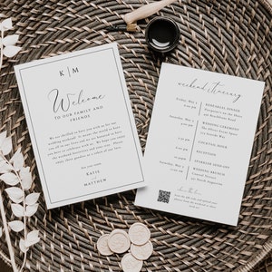 Wedding Welcome Card Template 5x7 With QR Code, Guest Gift Bag Tag ...