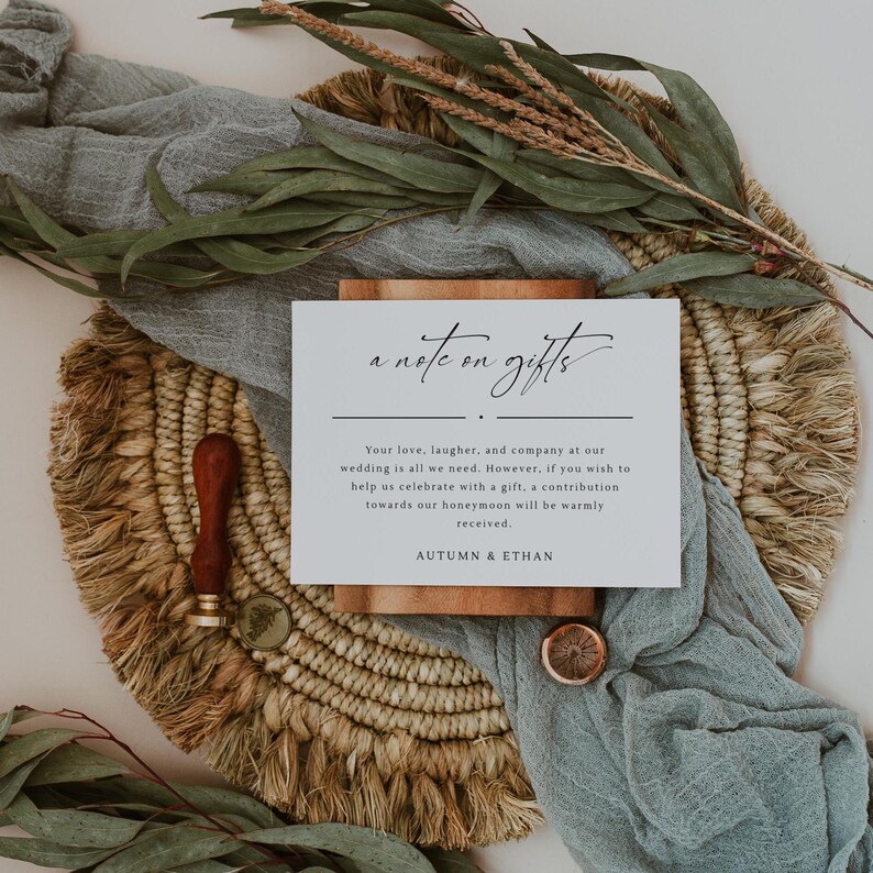 Custom Invitation Enclosure Card, A Note on Gifts Template, Wedding ...