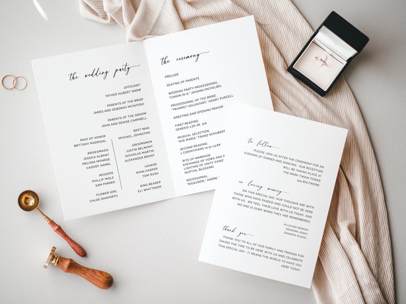 Church Wedding Program Template Instant Download, Wedding Program Bi ...