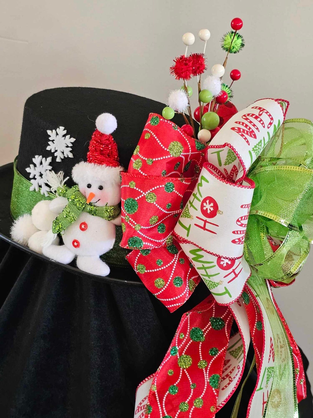Christmas Tree Toppers, Ribbon, Bows, Red Green, Snowman - Etsy