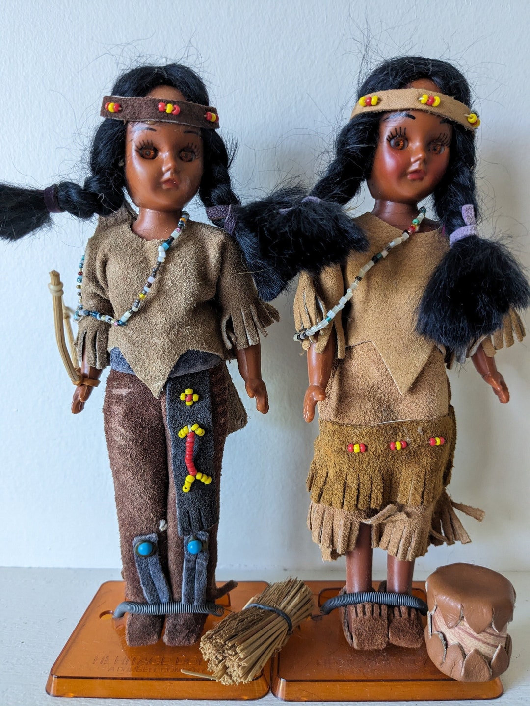 Vintage Native American Display Doll Set - Etsy