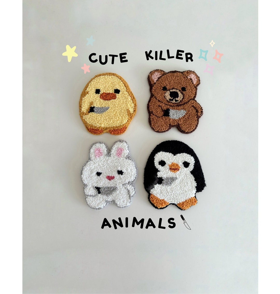 Duck With Knife, Cute Funny Animals Holding Knives, Punch Needle Animal ...