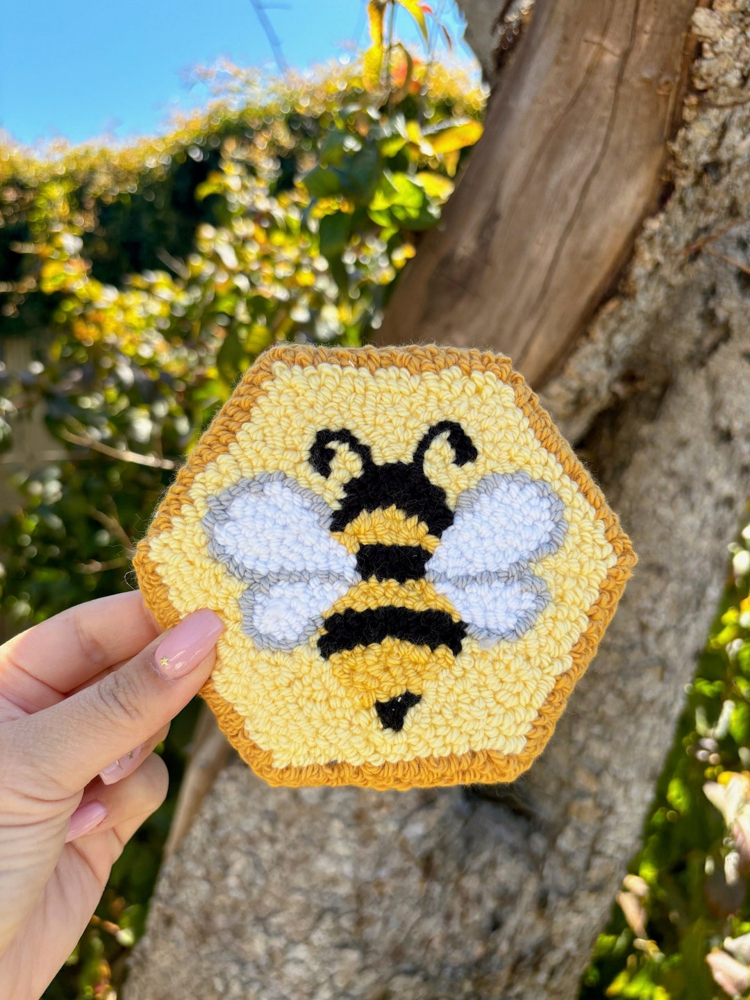 Bee Coasters, Honey Bee, Bumble Bee, Bee Decor, Needle Punch Coasters ...