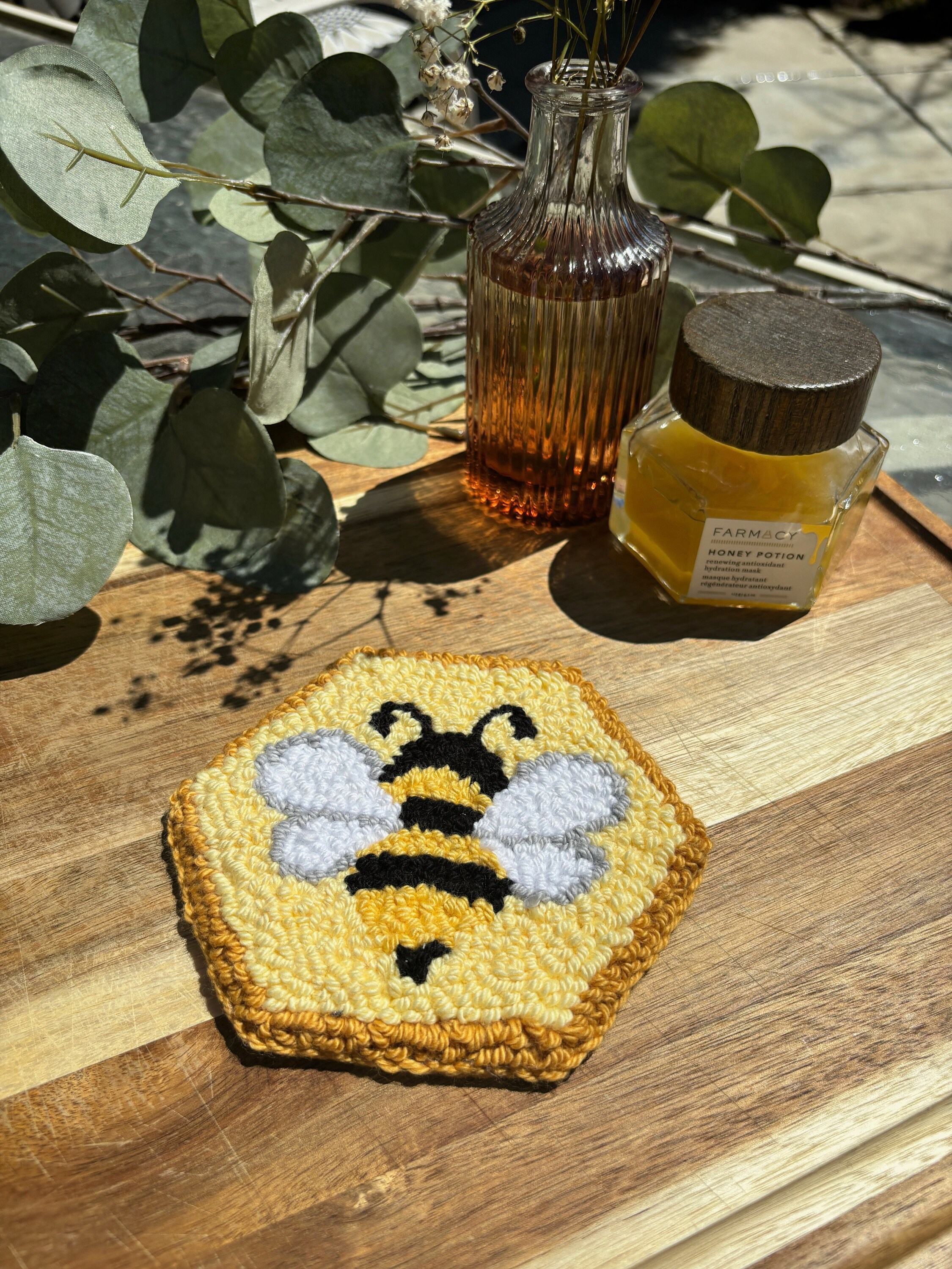 Bee Coasters, Honey Bee, Bumble Bee, Bee Decor, Needle Punch Coasters ...