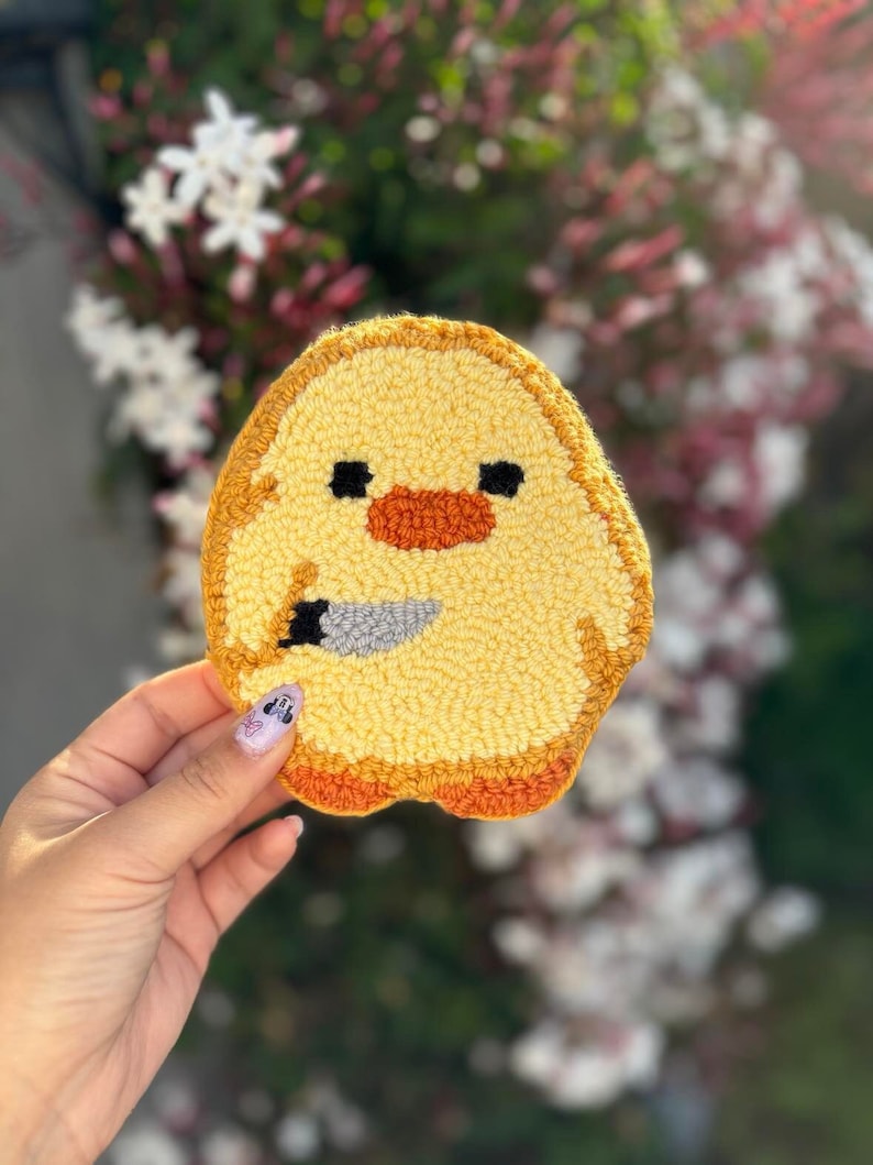 Duck With Knife, Cute Duck With Weapon, Needle Punch Coaster, Gifts for ...