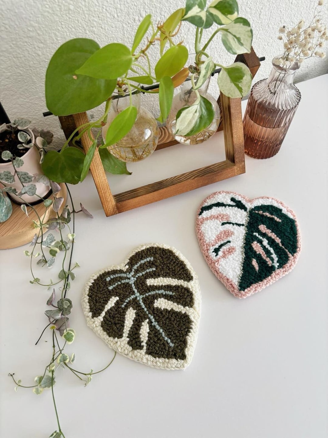 Monstera Leaf Coaster, Needle Punch Coaster, Mug Rug, Gift for Plant ...