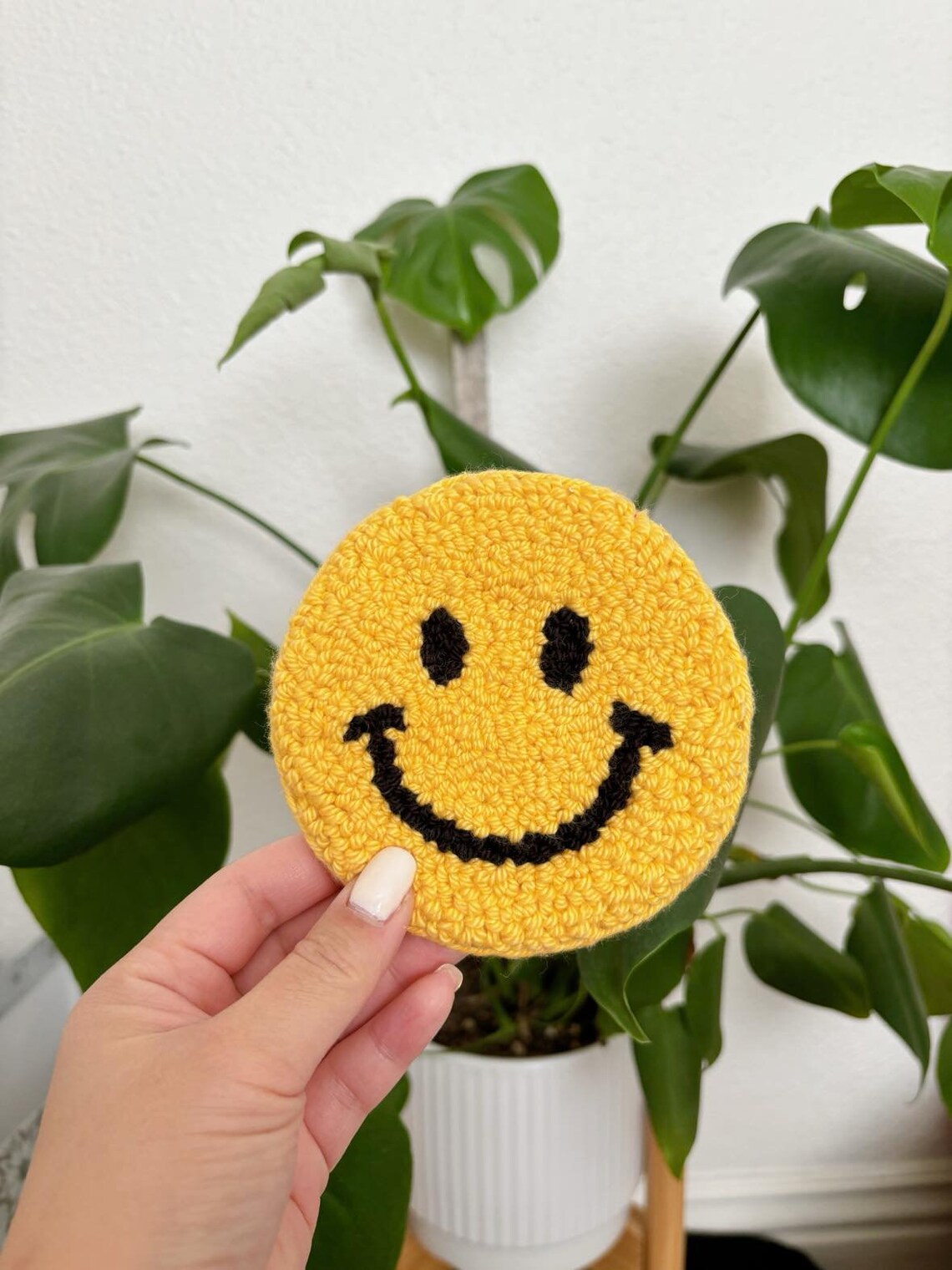 Smiley Face Needle Punch Coaster, Coffee Coaster, Office Decor, Tufted ...