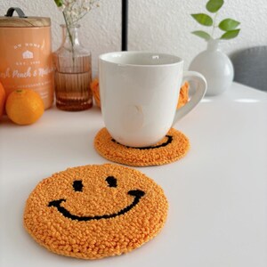 Smiley Face Needle Punch Coaster, Coffee Coaster, Office Decor, Tufted ...