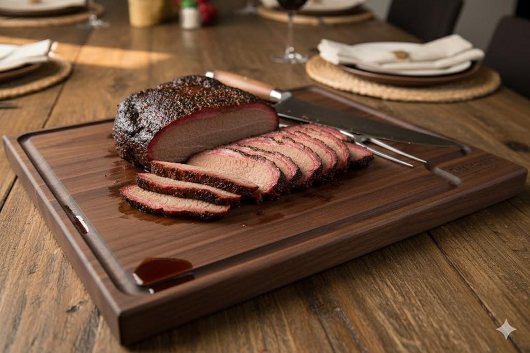 Large Brisket Cutting Board | Handmade Walnut Carving Board With Juice ...