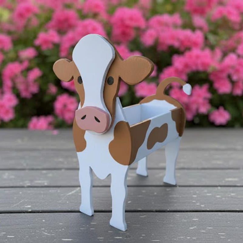 Wooden Cow Planter - Etsy