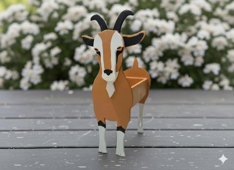 Custom Goat Planter – Handmade Wooden Pet Memorial, Garden Décor, Gift ...