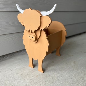 Custom Highland Cow Planter – Handmade Wooden Pet Memorial, Garden ...