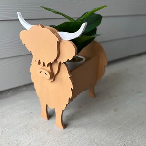Custom Highland Cow Planter – Handmade Wooden Pet Memorial, Garden ...