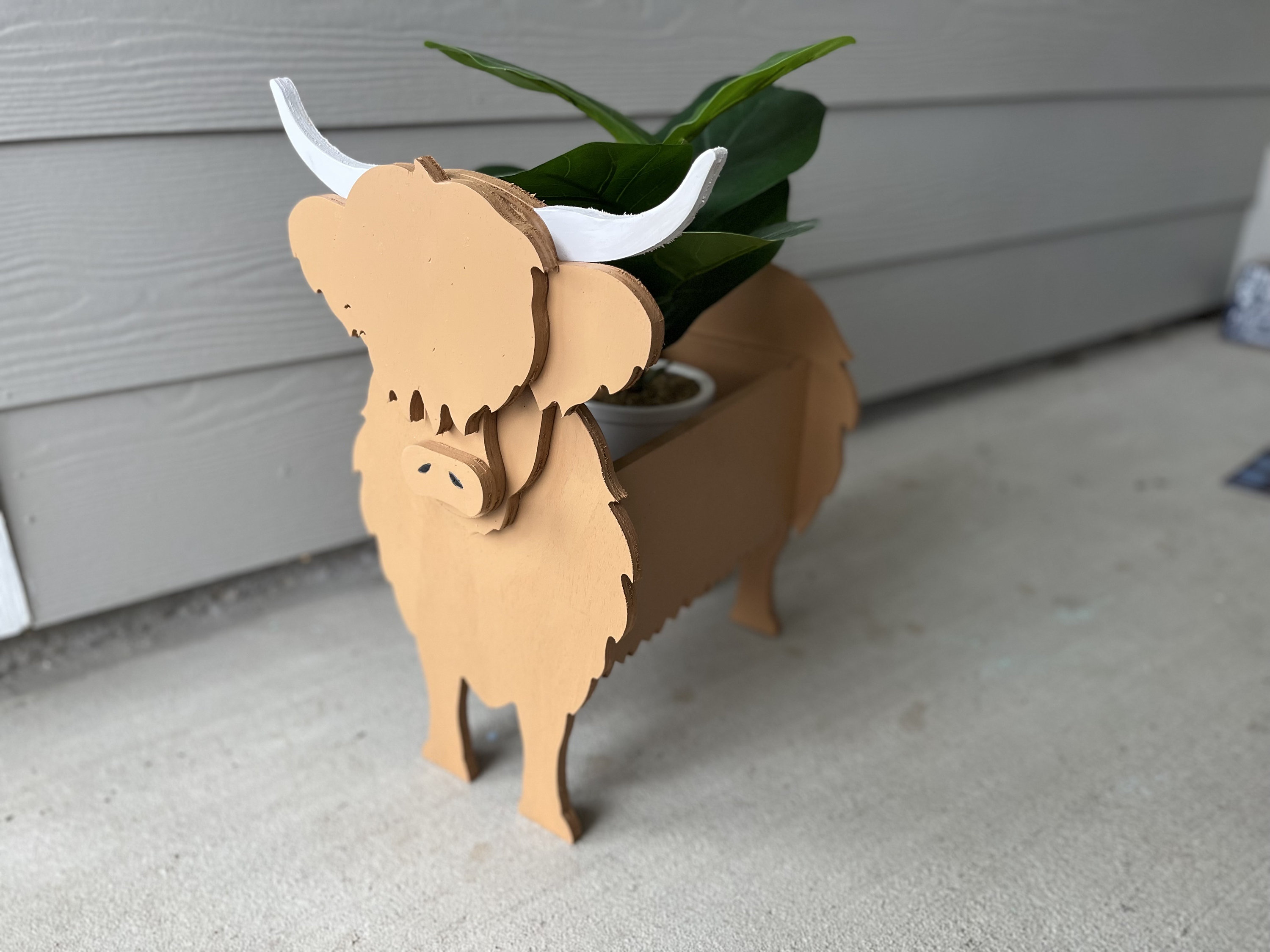 Custom Highland Cow Planter – Handmade Wooden Pet Memorial, Garden ...