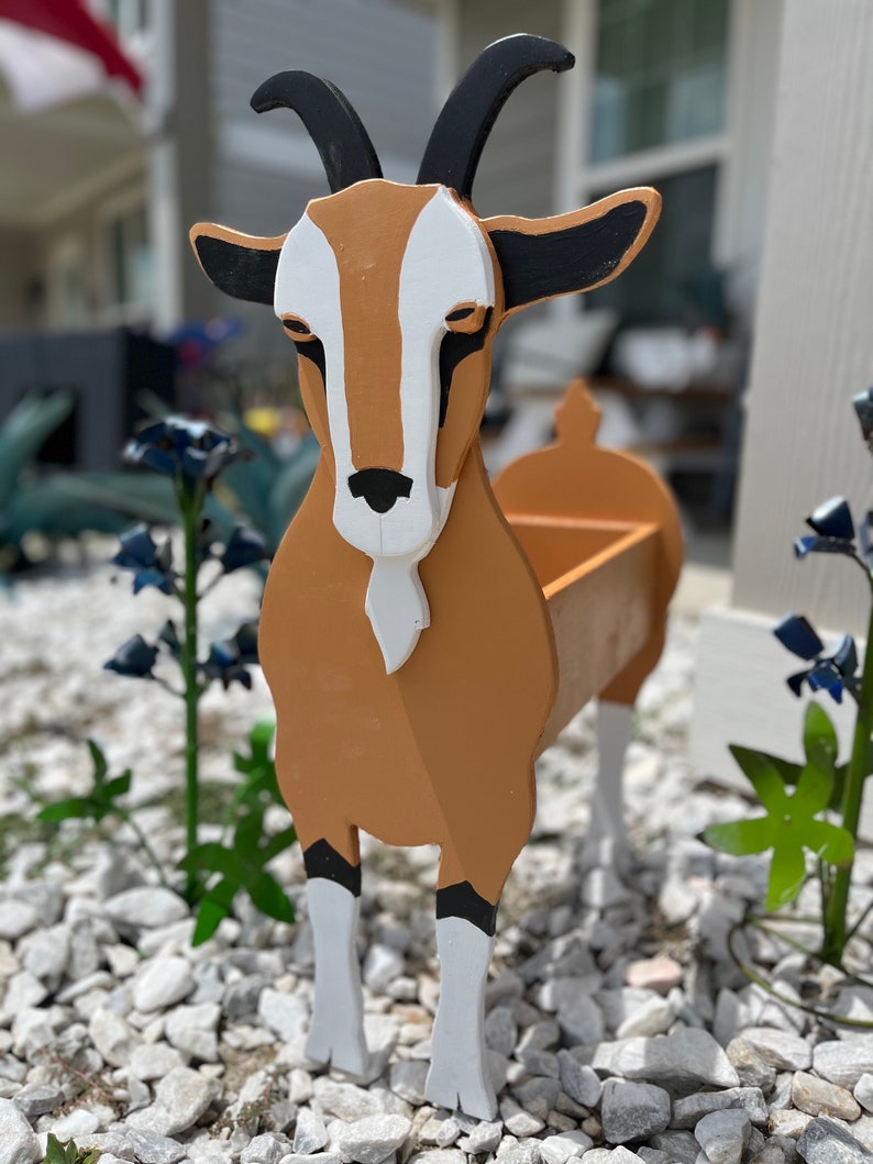 Custom Goat Planter – Handmade Wooden Pet Memorial, Garden Décor, Gift ...